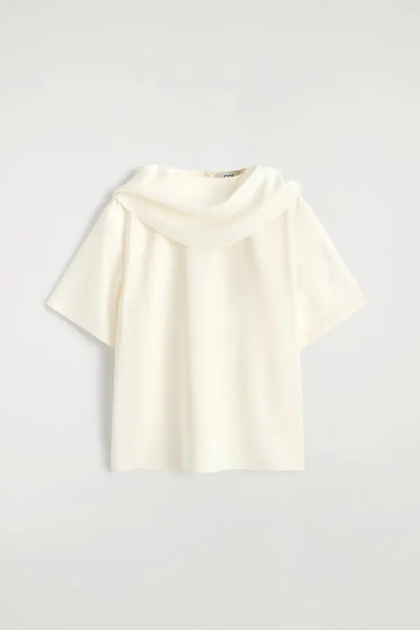 Cos Draped Scarf-detail Top - White