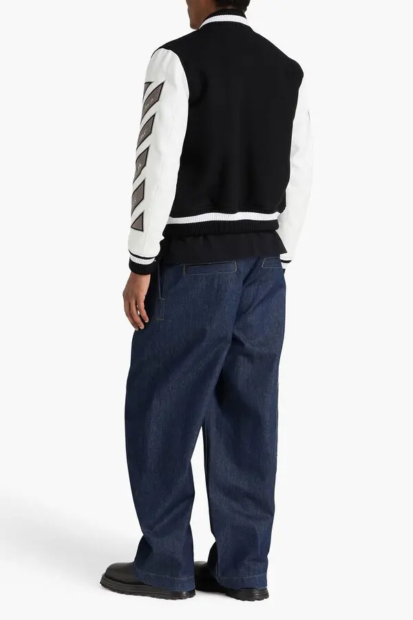 Off-White Appliquéd Wool-blend Felt And Leather Bomber Jacket