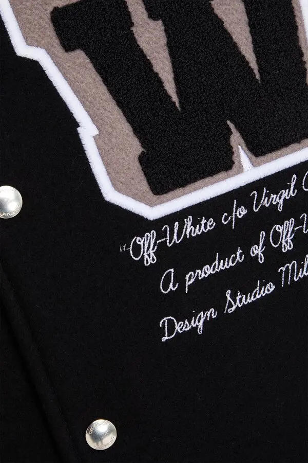 Off-White Appliquéd Wool-blend Felt And Leather Bomber Jacket