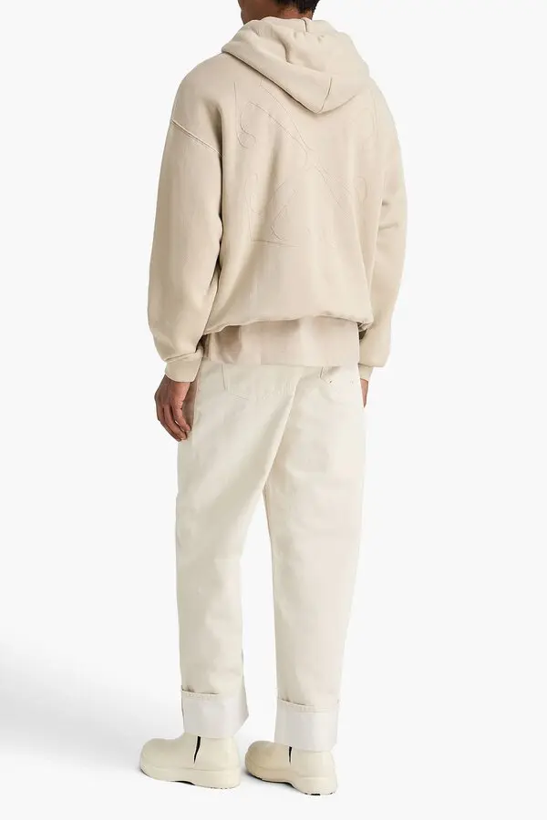 Off-White Logo-print Cotton-terry Hoodie - Beige