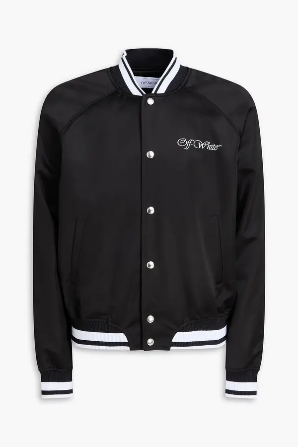 Off-White Embroidered Satin Bomber Jacket