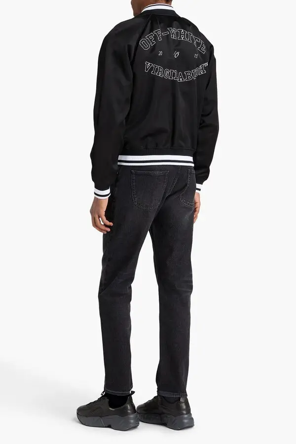 Off-White Embroidered Satin Bomber Jacket