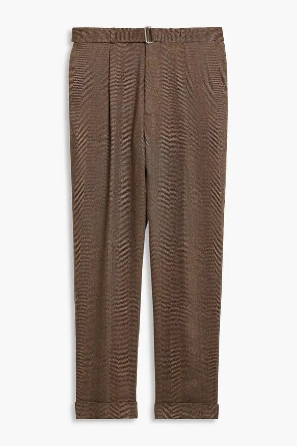 Officine Générale Tapered Herringbone Linen And Cotton-blend Pants