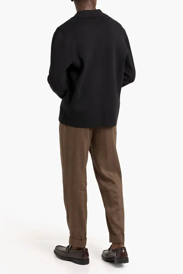 Officine Générale Tapered Herringbone Linen And Cotton-blend Pants