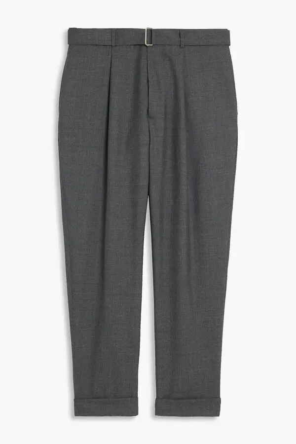 Officine Générale Tapered Pleated Wool Pants - Anthracite