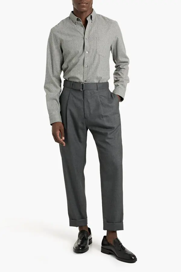 Officine Générale Tapered Pleated Wool Pants - Anthracite