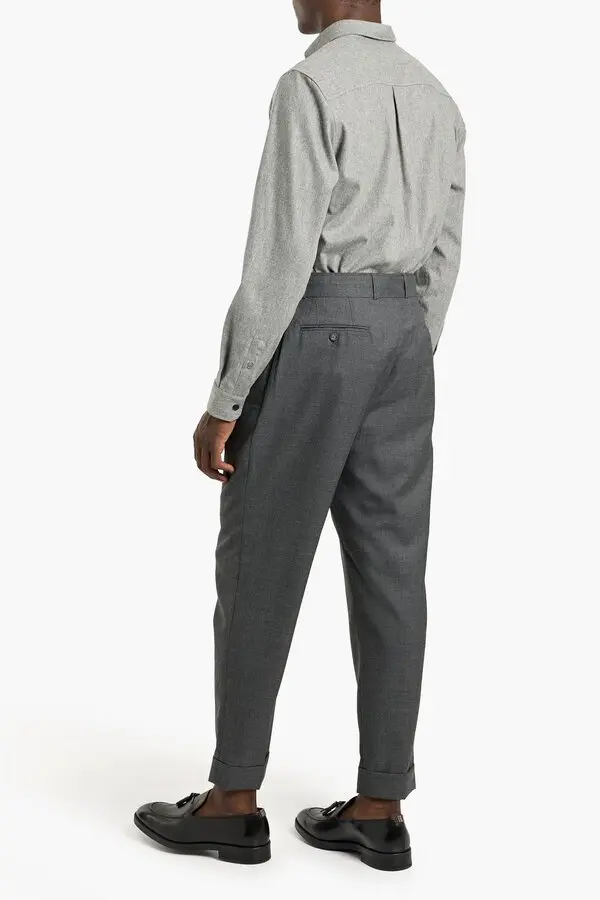 Officine Générale Tapered Pleated Wool Pants - Anthracite