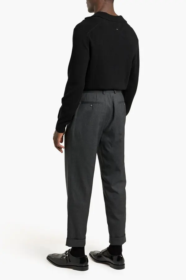 Officine Générale Tapered Pleated Wool Trousers - Dark Gray