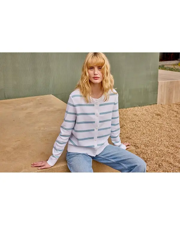 Saint James Perpignan Striped Cotton Cardigan