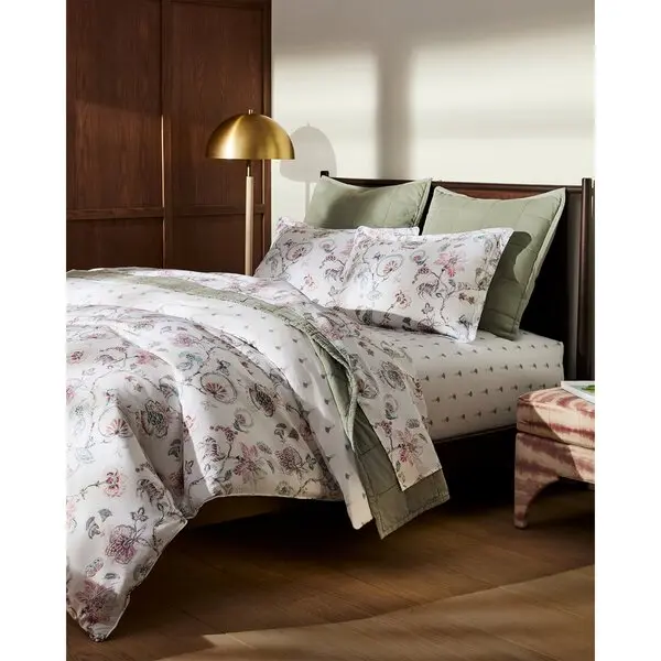 CHRISTY Tropical Floral Cotton Sateen Sheet Set, Queen Exclusive - Pink