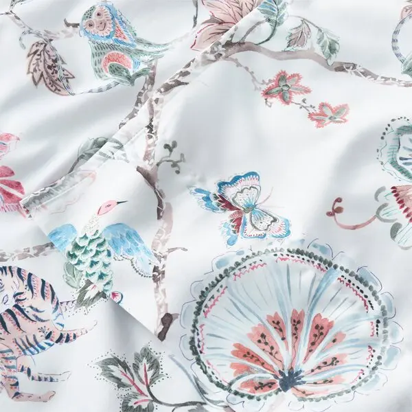 CHRISTY Tropical Floral Cotton Sateen Sheet Set, Queen Exclusive - Pink