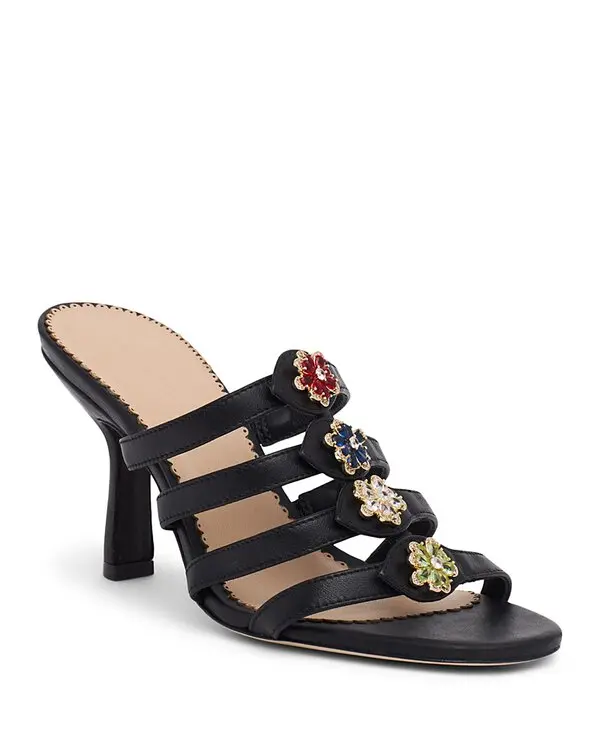 Cinq À Sept Emmy Crystal Flower Heeled Sandals - Black