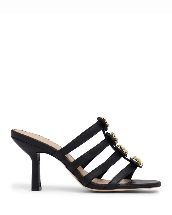 Cinq À Sept Emmy Crystal Flower Heeled Sandals - Black