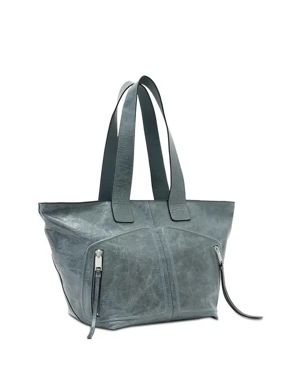 ALLSAINTS Jean Rey Large Leather Tote Bag - Cement Blue