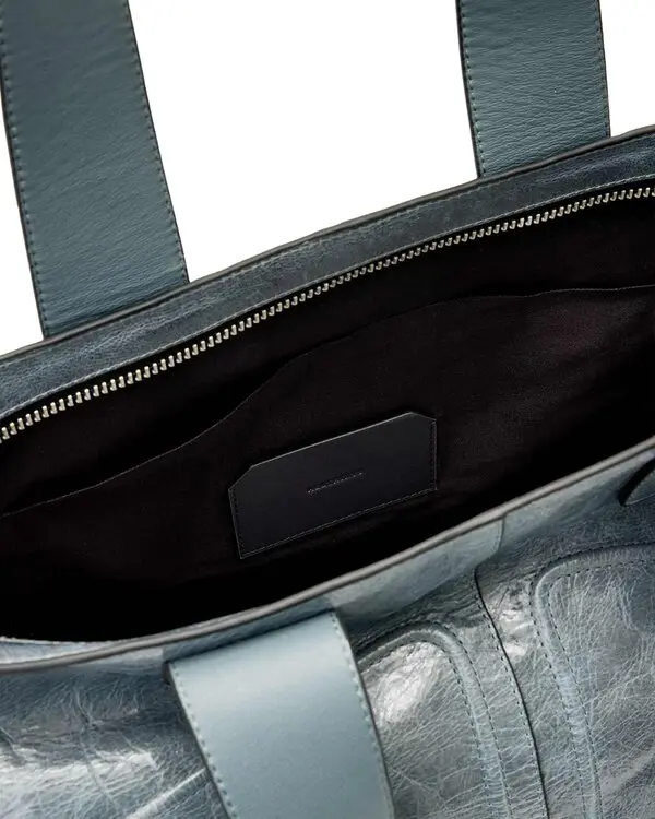 ALLSAINTS Jean Rey Large Leather Tote Bag - Cement Blue