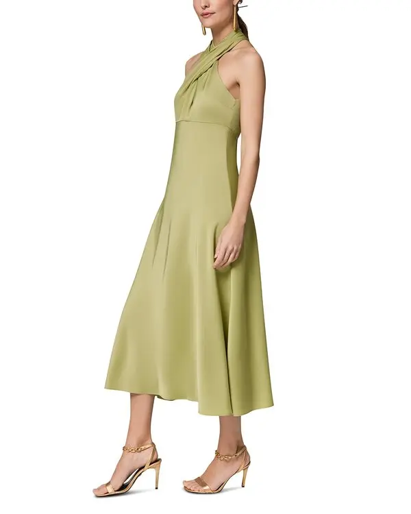 Donna Karan New York Sleeveless Satin Halterneck Midi Dress