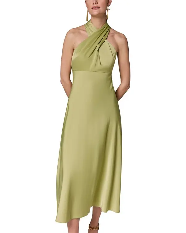 Donna Karan New York Sleeveless Satin Halterneck Midi Dress