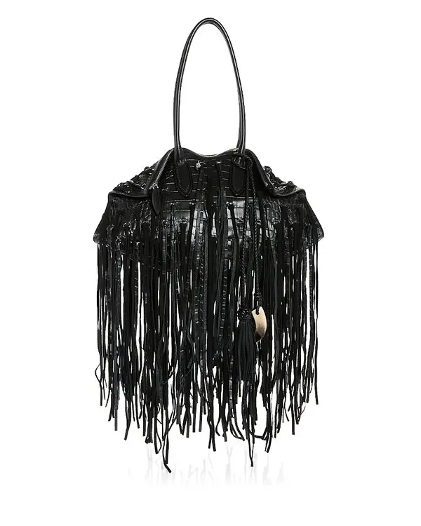 Alexander McQueen Manta Fringe Top Handle Bag - Black