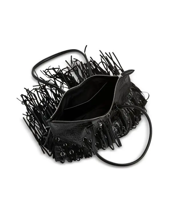 Alexander McQueen Manta Fringe Top Handle Bag - Black