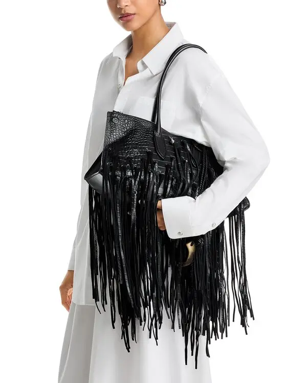 Alexander McQueen Manta Fringe Top Handle Bag - Black