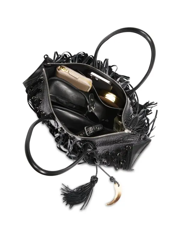 Alexander McQueen Manta Fringe Top Handle Bag - Black