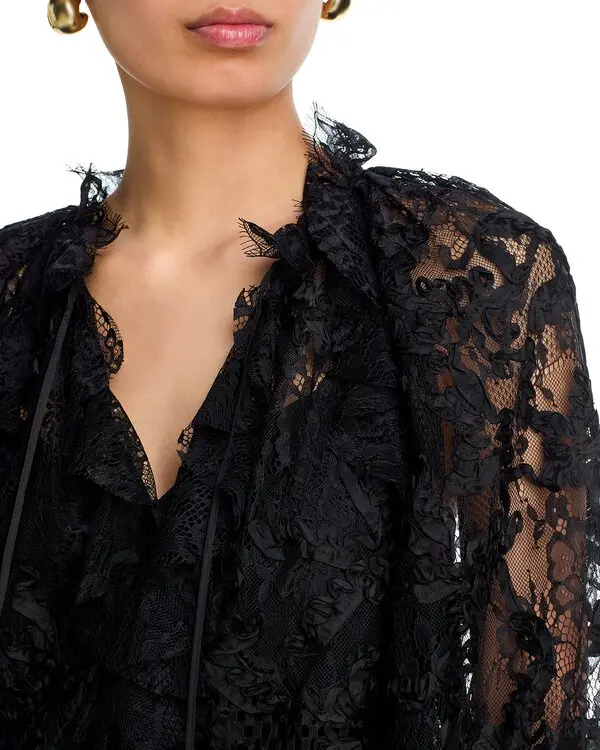 Kobi Halperin Embellished Lace Blouse - Black