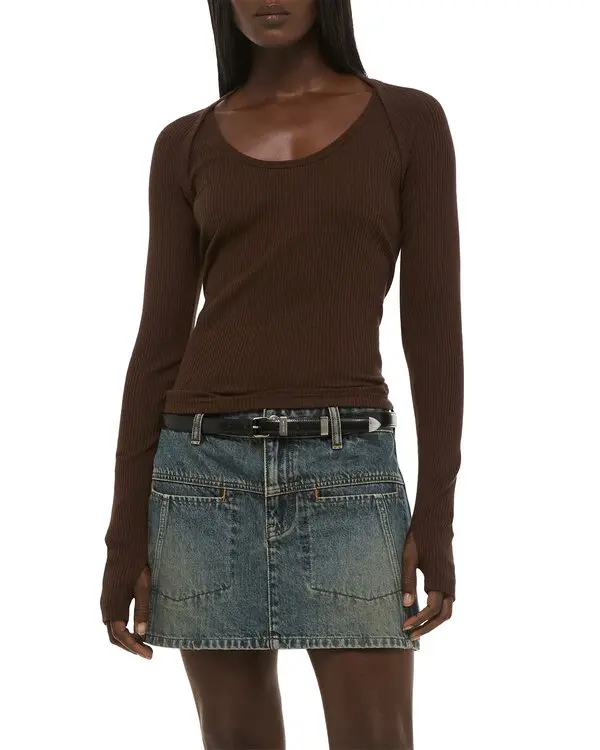 Helmut Lang Ribbed Shrug Top - Bistre