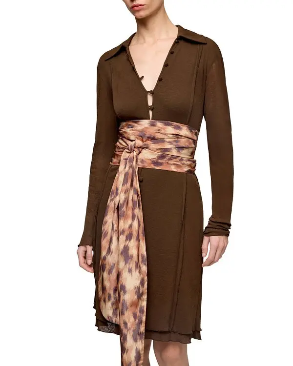 GANNI Leopard Print Wrap Scarf - Burro