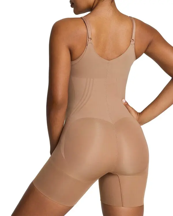 Spanx Sculpt Go Figure Open Bust Mid Thigh Bodysuit - Cinnamon