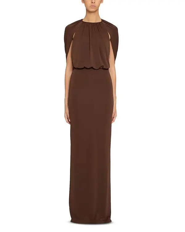 DES_PHEMMES Long Cape Dress - Chocolate