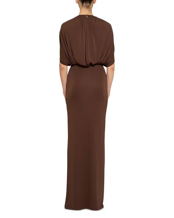 DES_PHEMMES Long Cape Dress - Chocolate