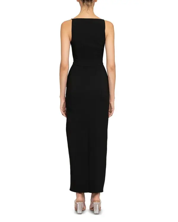 DES_PHEMMES Boat Neck Maxi Dress - Black