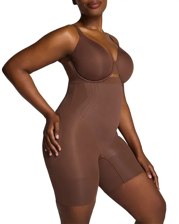 Spanx Sculpt Go Figure High Waisted Mid Thigh Shorts - Ganache