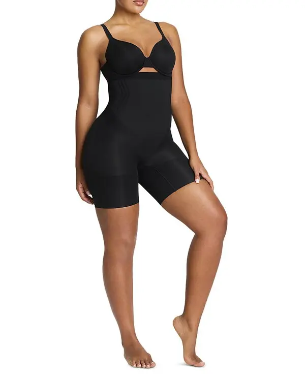 Spanx Sculpt Go Figure High Waisted Mid Thigh Shorts - Very Black