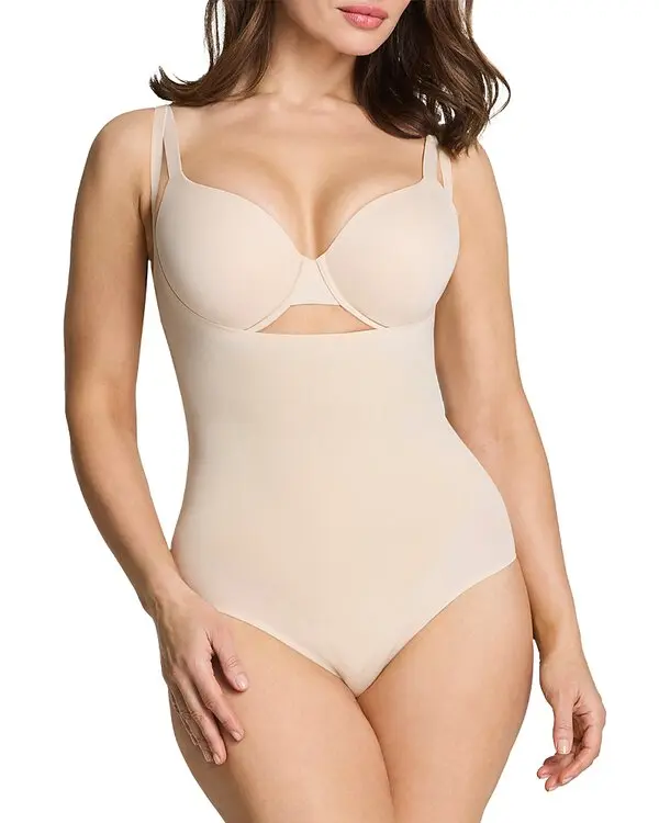 Spanx Sculpt Go Figure Open Bust Bodysuit - Toasted Coconut