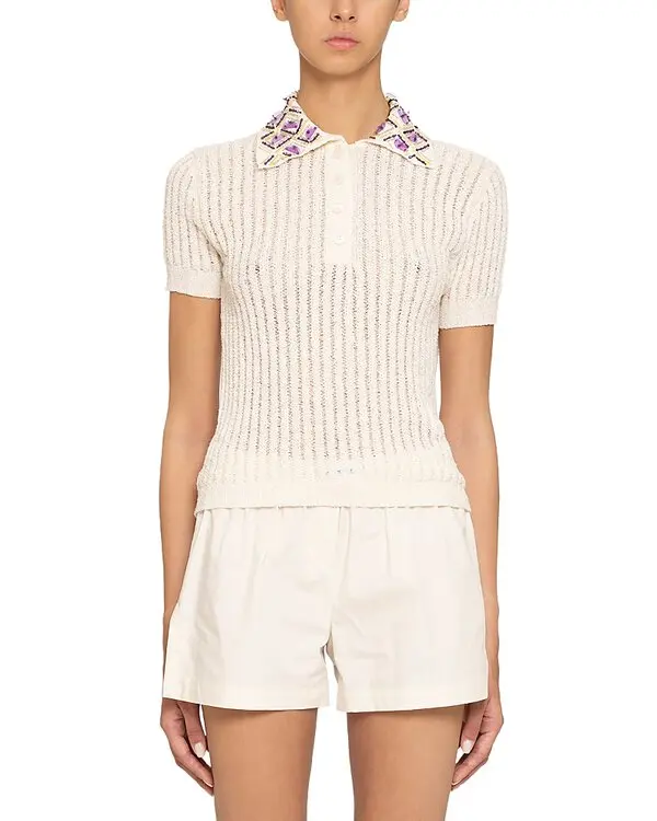 DES_PHEMMES Short Sleeve Polo Sweater