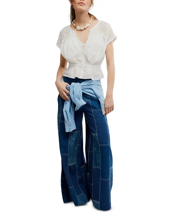 Free People Patches Wide-leg Flare Jeans