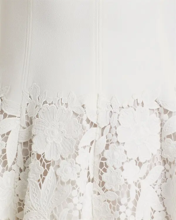 SELF-PORTRAIT Crepe Lace Mini Dress - White
