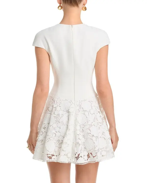 SELF-PORTRAIT Crepe Lace Mini Dress - White