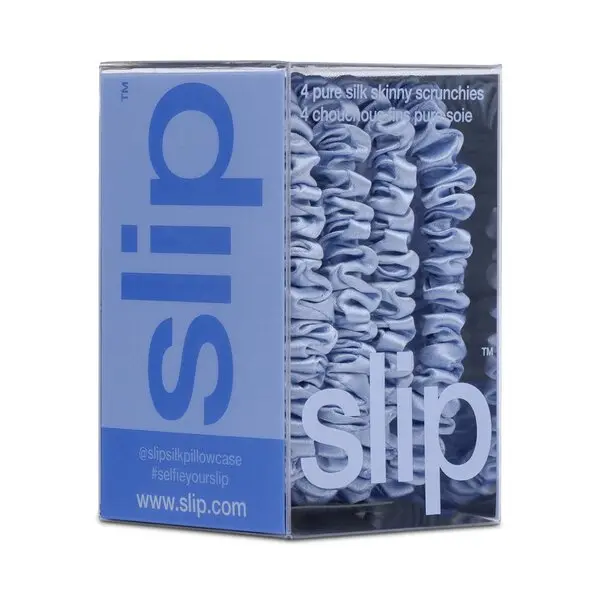 Slip Pure Silk Skinny Scrunchies Set Of 4 - Cornflower