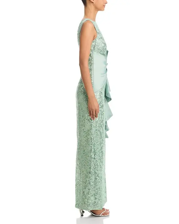 slim fit dress slacks Eliza J Blue/Nude Crochet Lace Overlay Dress- Size 14  The Saved Collection