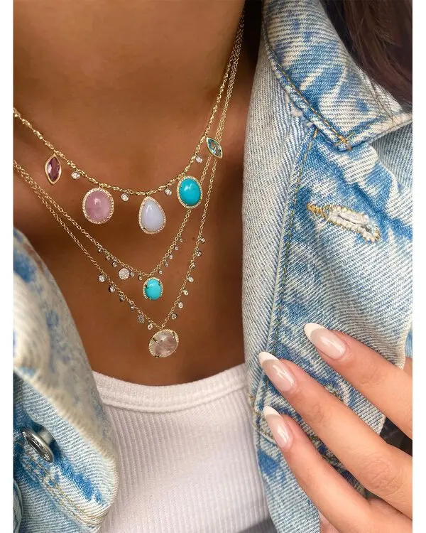 Meira T 14k White & Yellow Multi Gemstone & Diamond Dangle Pendant Necklace