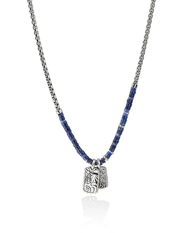 John Hardy Sterling Heishi Lapis Lazuli Tag Pendant Necklace - Silver