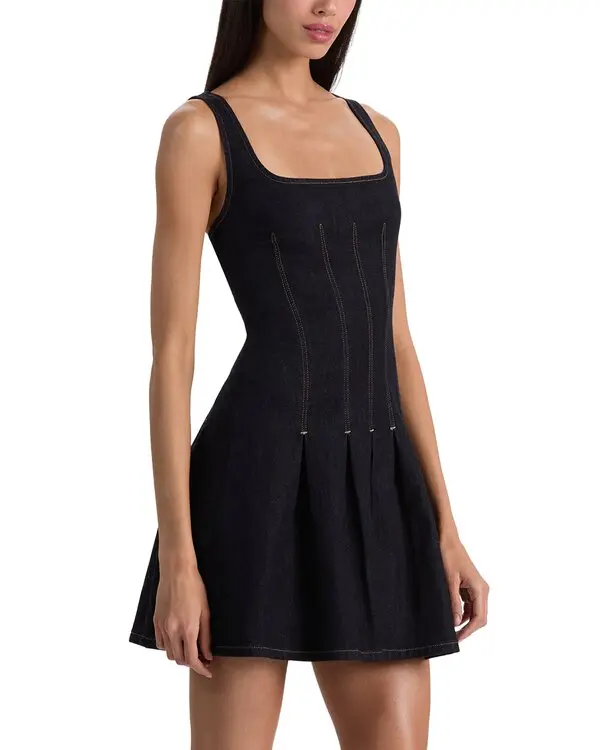 Alice + Olivia Hollis Flared Denim Dress