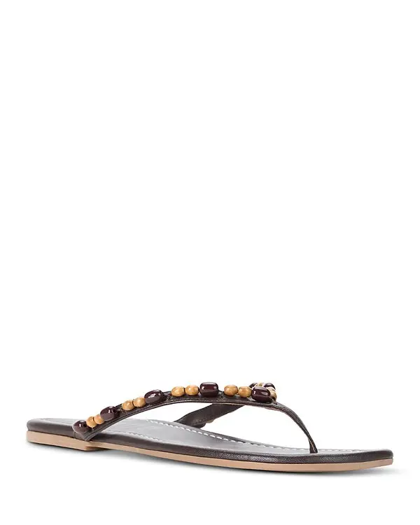Staud Freja Thong Sandals - Wood Beads