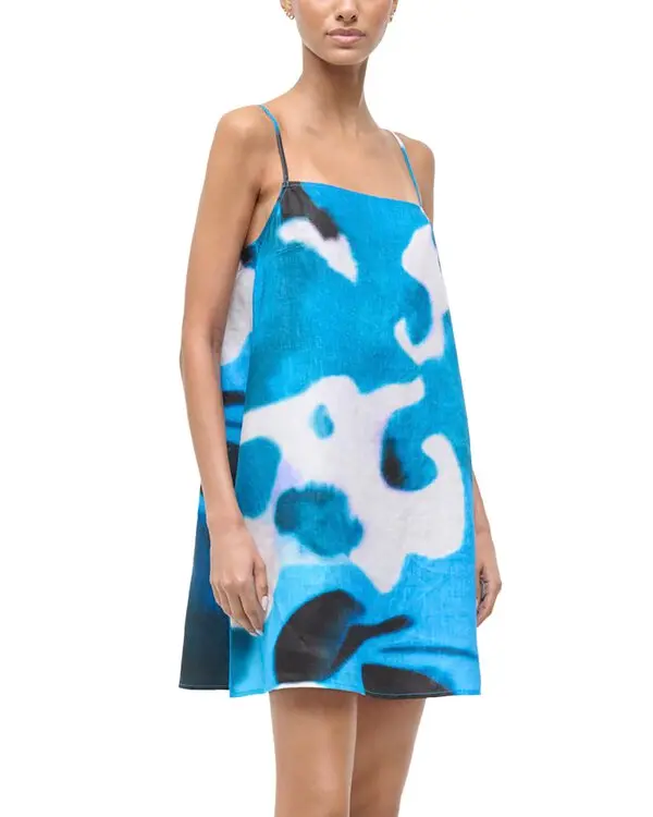 Staud Laura Linen Mini Dress - Blue Haze