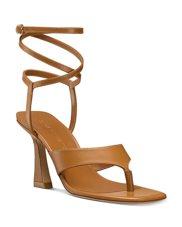 STUART WEITZMAN Vinnie Wrap Thing 85 Leather High Heel Sandals - Boho Tan