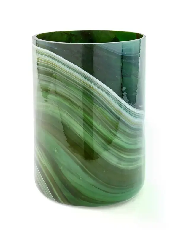 POLSPOTTEN Large Marbled Glass Vase - Green