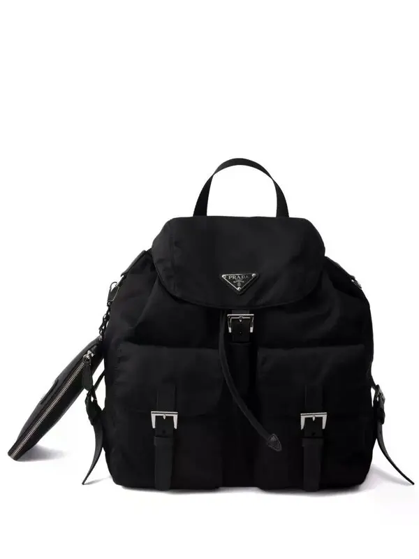 Prada Re-nylon Backpack With Saffiano Leather Accents - Black