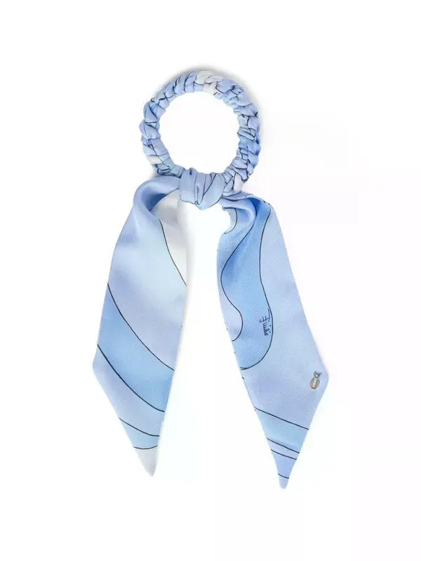 Emilio Pucci Silk Hair Tie With Foulard Detail - Blue